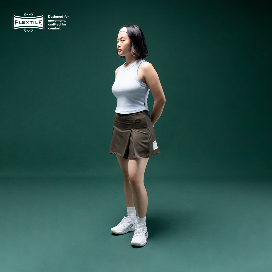 Pleated Skort Flextile Olive – TAKA CRAFT
