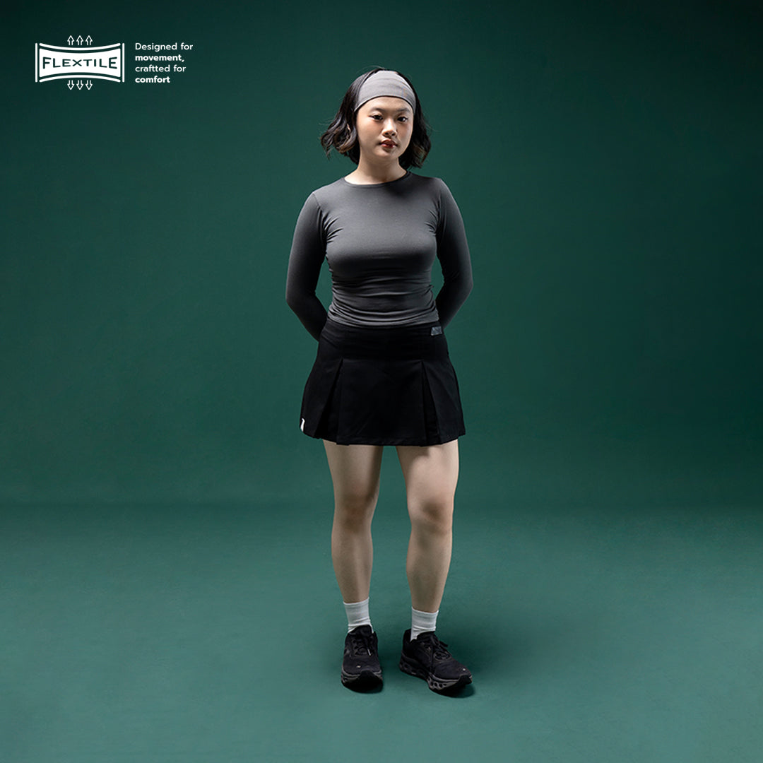 Pleated Skort Flextile Black – TAKA CRAFT