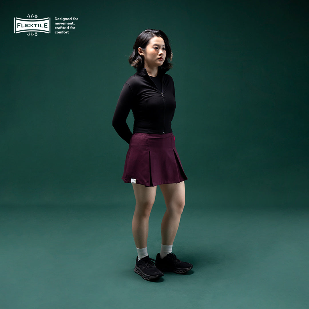 Pleated Skort Flextile Maroon – TAKA CRAFT